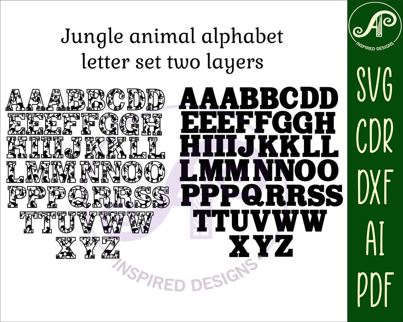 Jungle Animal Alphabet SVG: Layered Letters, Laser Cut Files (digital ...