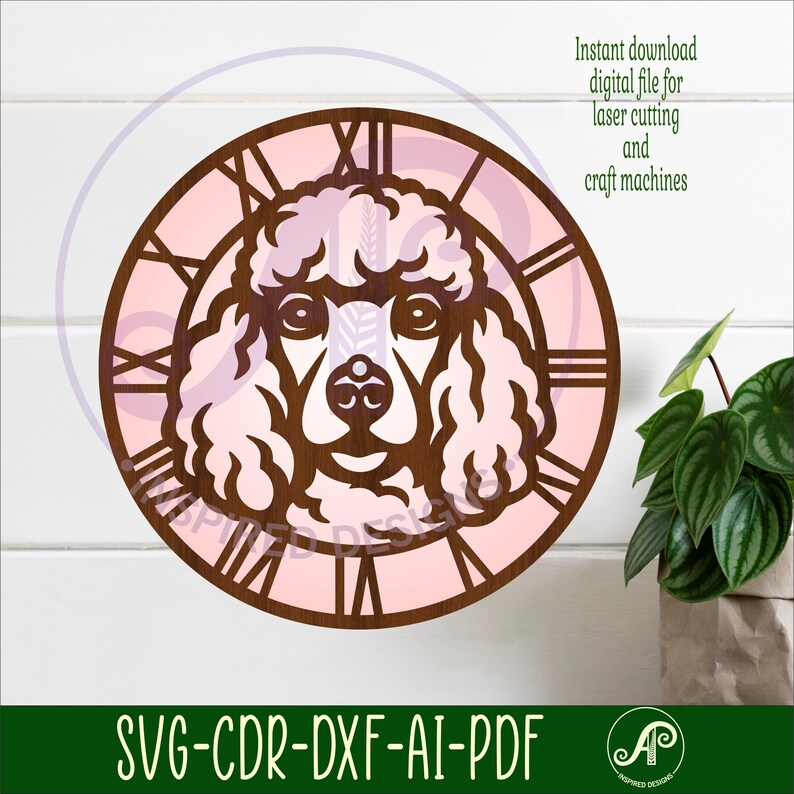Poodle Wall Clock SVG – Laser Cut File, Dog Themed Home Decor (digital ...