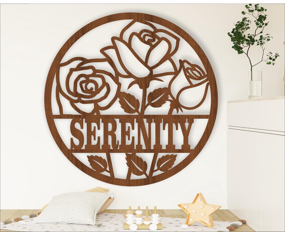 Roses Name Sign, SVG, Flower Themed Door or Wall Hanger, Laser Cut ...