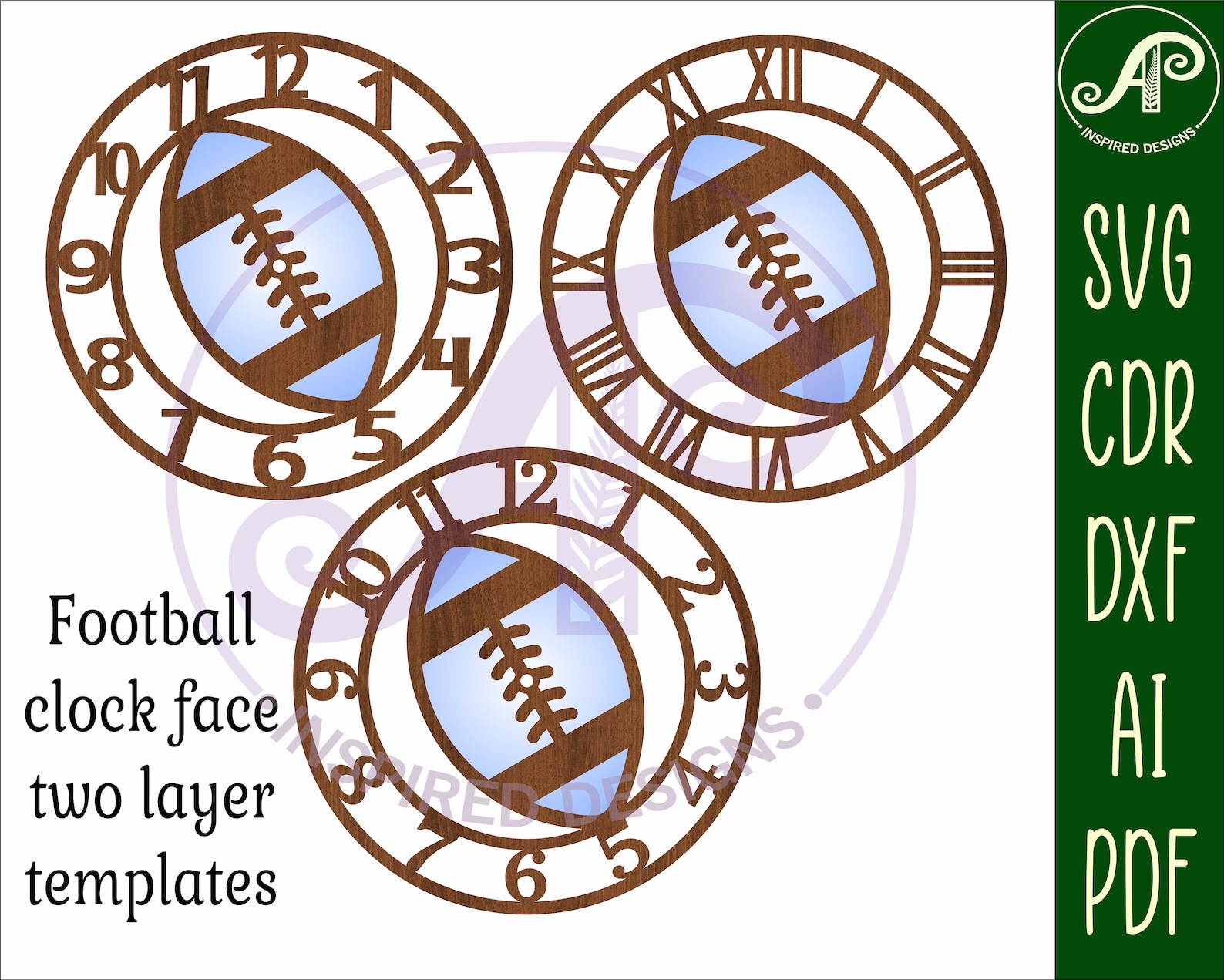 Football / Rugby Ball Wall Clock Laser Cut Files, SVG File. Vector File ...