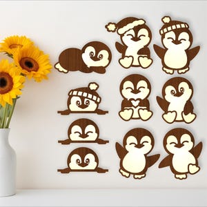 Penguins Laser Cut Files Bundle SVG, Penguin Shapes for Wall Art ...