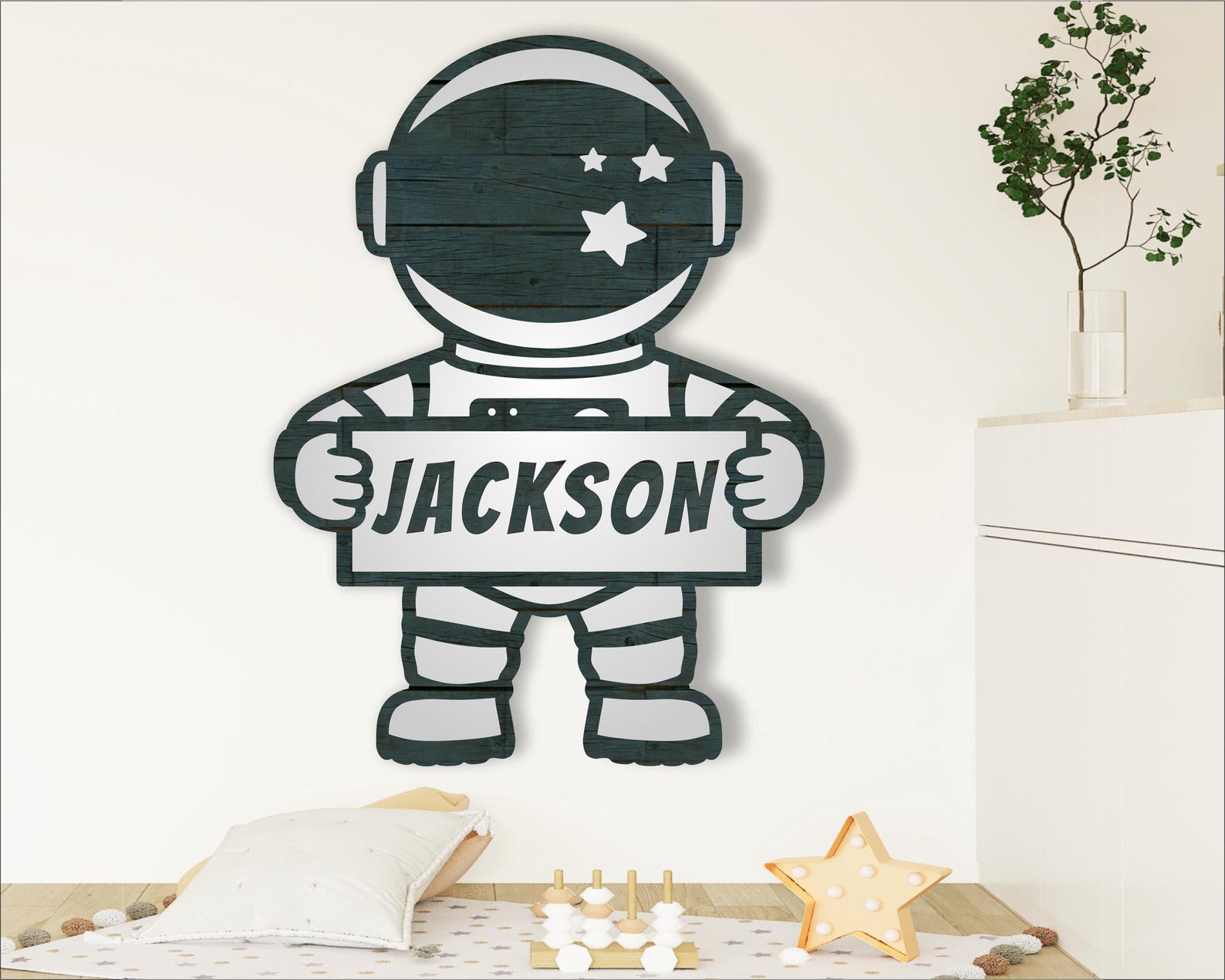 Astronaut Name Sign SVG - Laser Cut Space Theme Personalized Decor ...