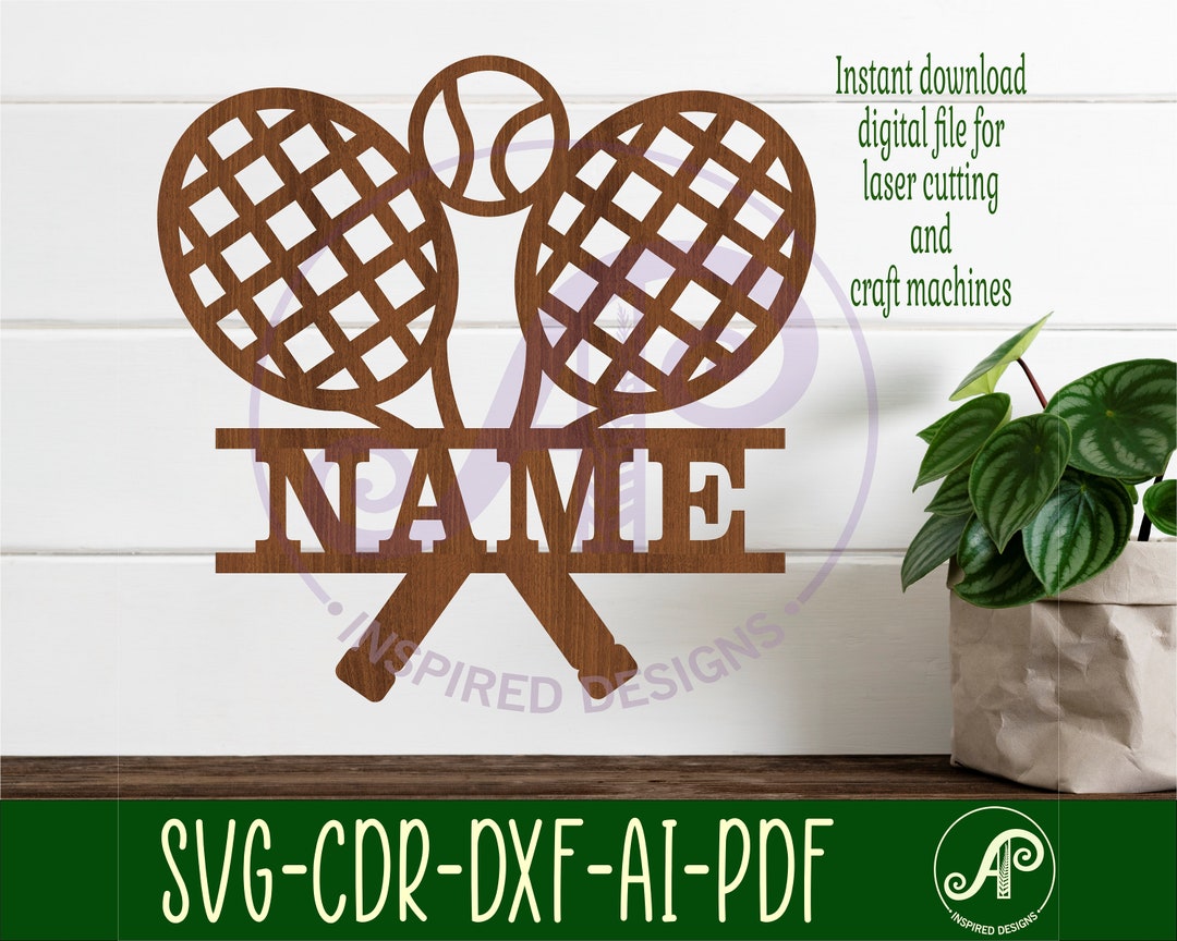 Tennis Name Sign SVG Laser Cut Template, Door or Wall Hanger, Vector ...