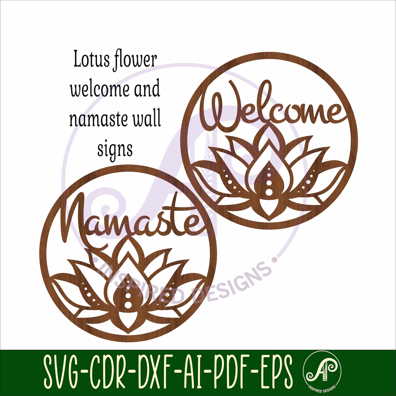 Lotus Flower Welcome and Namaste Wall Sign Bundle | Yoga Studio Decor ...