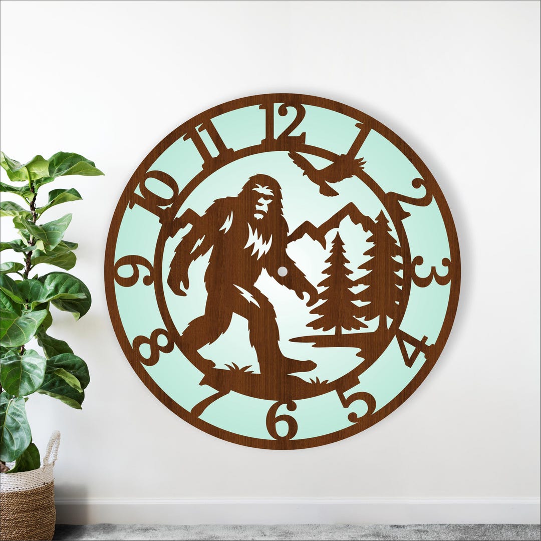 Big Foot Sasquatch Forest Wall Clock Laser Cut SVG Template (digital ...