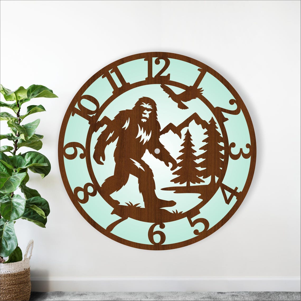 Big Foot Sasquatch Forest Wall Clock Laser Cut SVG Template (digital ...