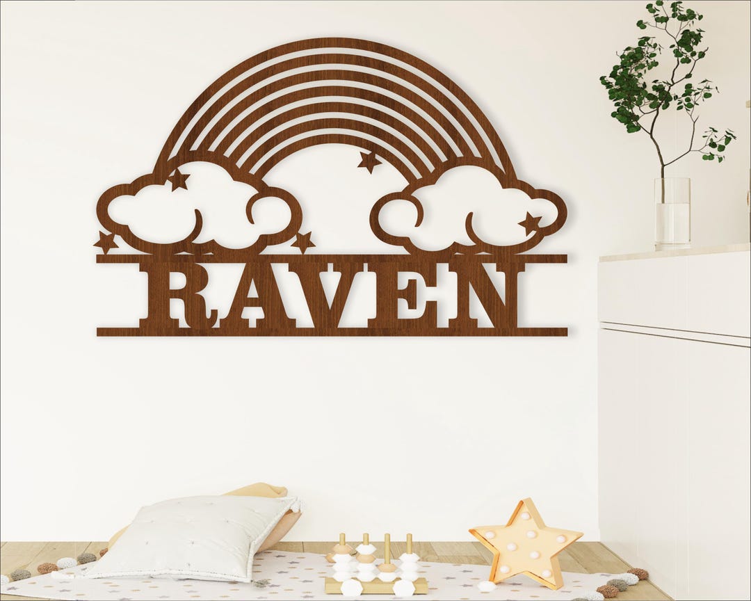 Rainbow Name Sign Svg Laser Cut Template, Door or Wall Hanger, Svg, Ai ...