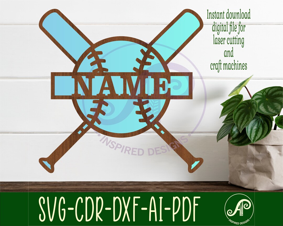 Baseball Name Sign SVG Laser Cut Template, Door or Wall Hanger, Vector ...