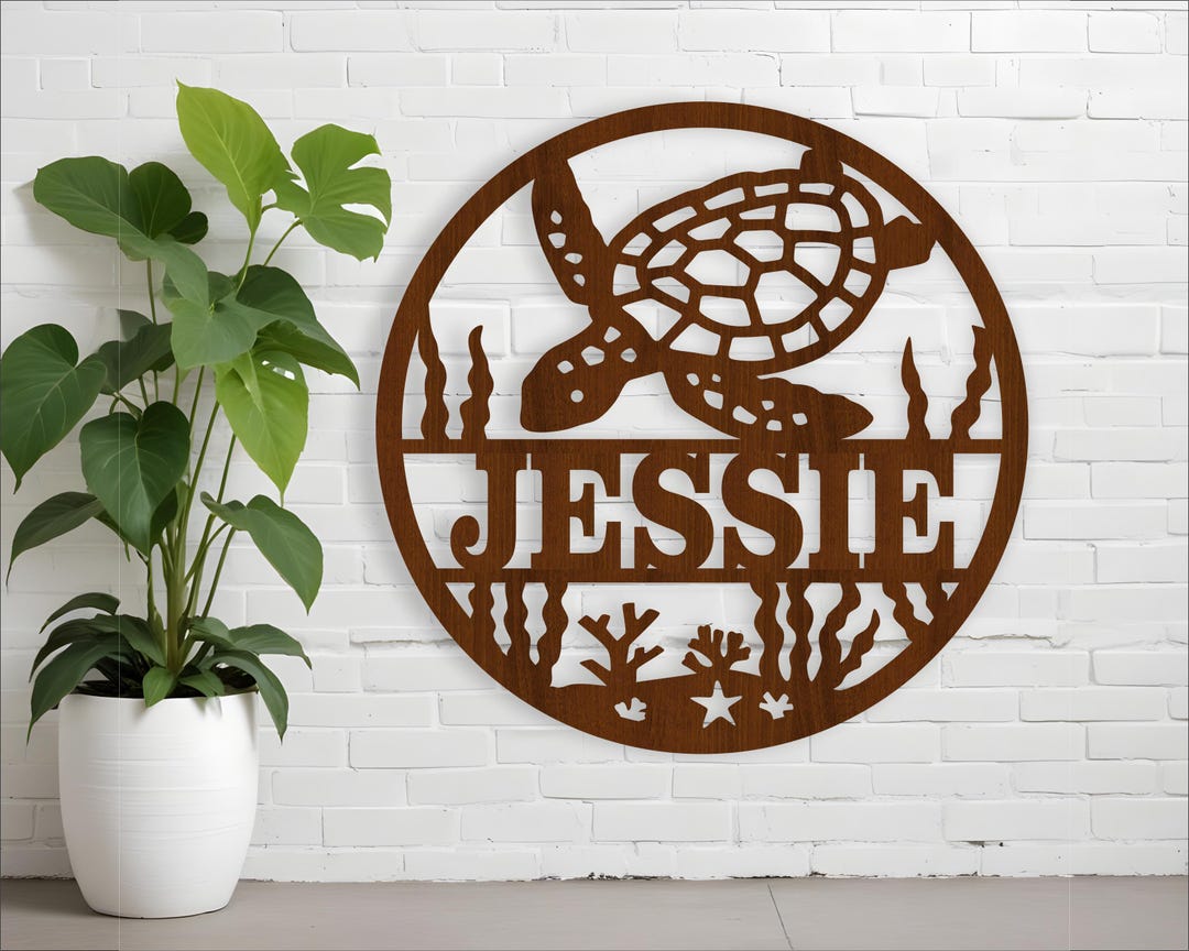 Turtle Name Sign, SVG, Ocean Themed Nursery Sign, Laser Cut Template ...