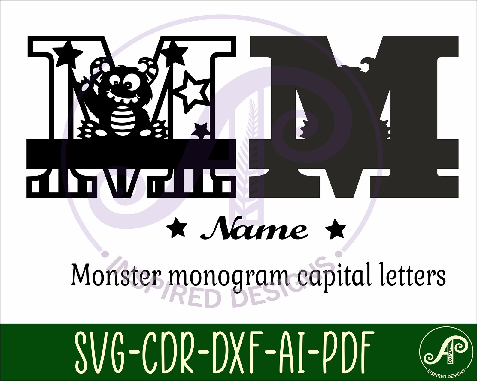 Monster Monogram Letter Name Signs. 3 Layers SVG Laser Cut File, Door ...