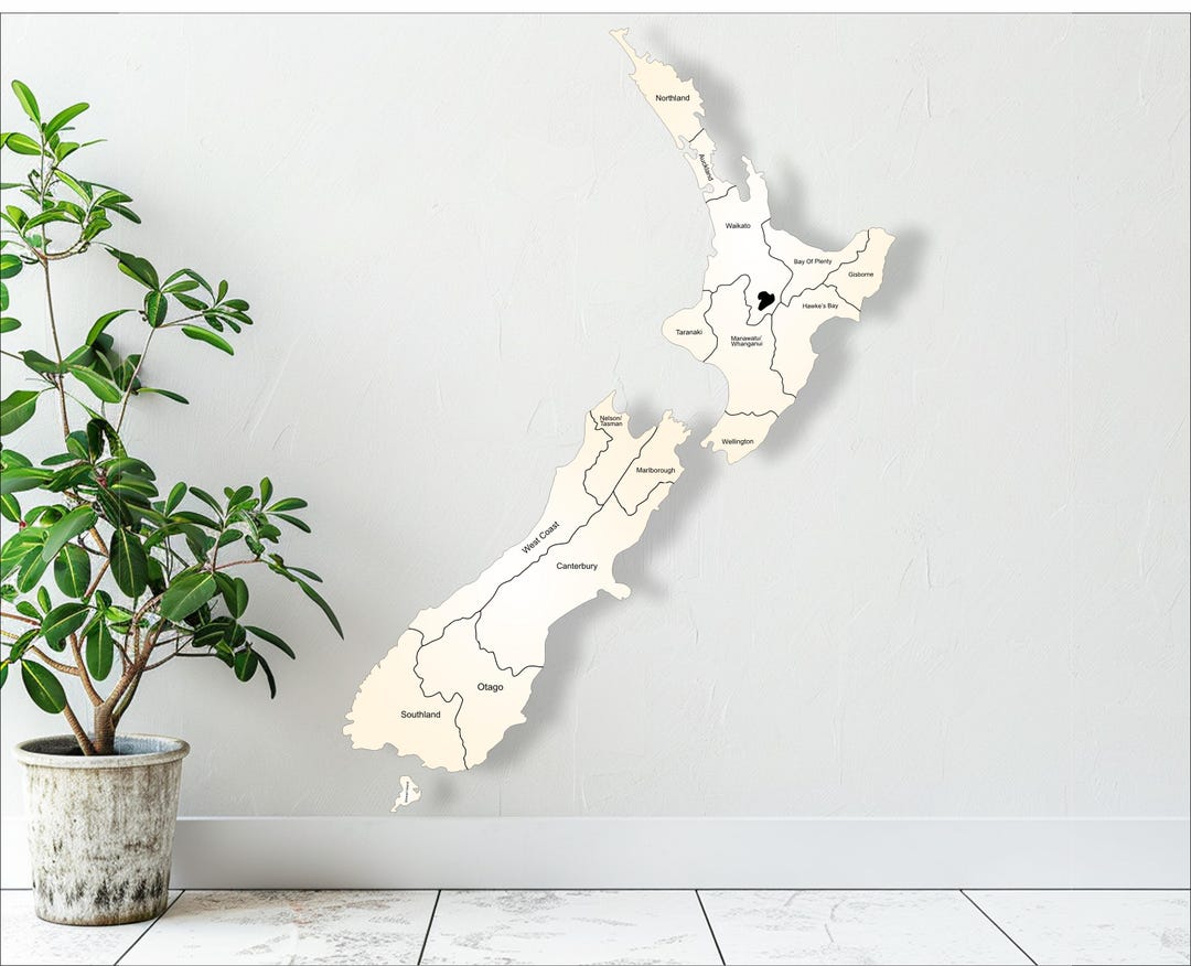New Zealand With Engraved Regions SVG Laser Cut File, Wall Decor ...