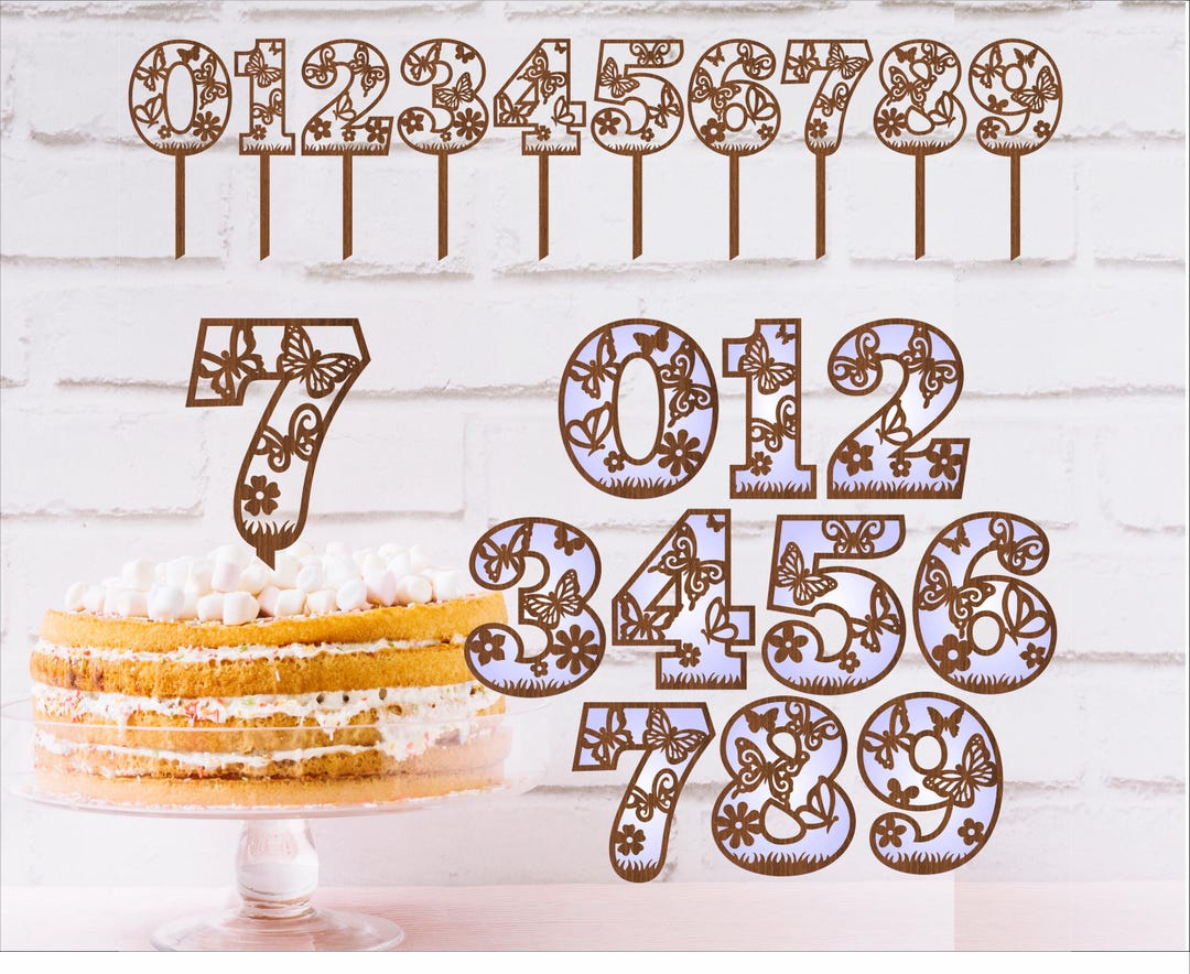 Butterfly Numbers Cake Topper SVG: Laser Cut Files (digital Download ...