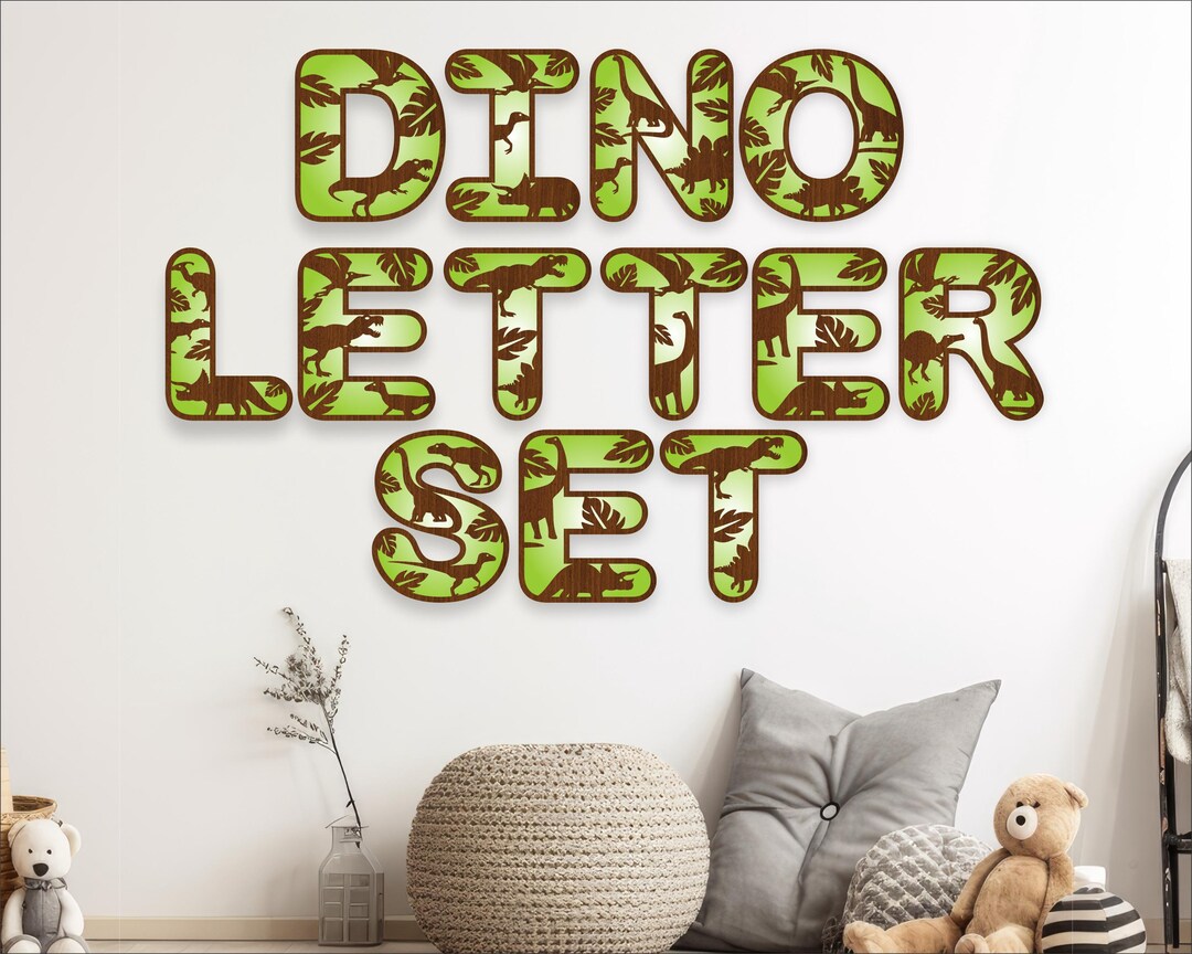 Dinosaur Alphabet SVG: Layered Dino Letters, Laser Cut Files (digital ...