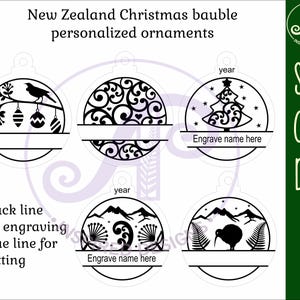 New Zealand, Kiwiana Christmas Ornaments, 5 Cute Designs SVG Laser Cut ...