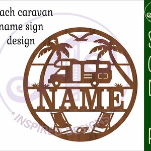 Beach Caravan Name Sign, SVG, Travel Themed Door or Wall Hanger, Laser ...