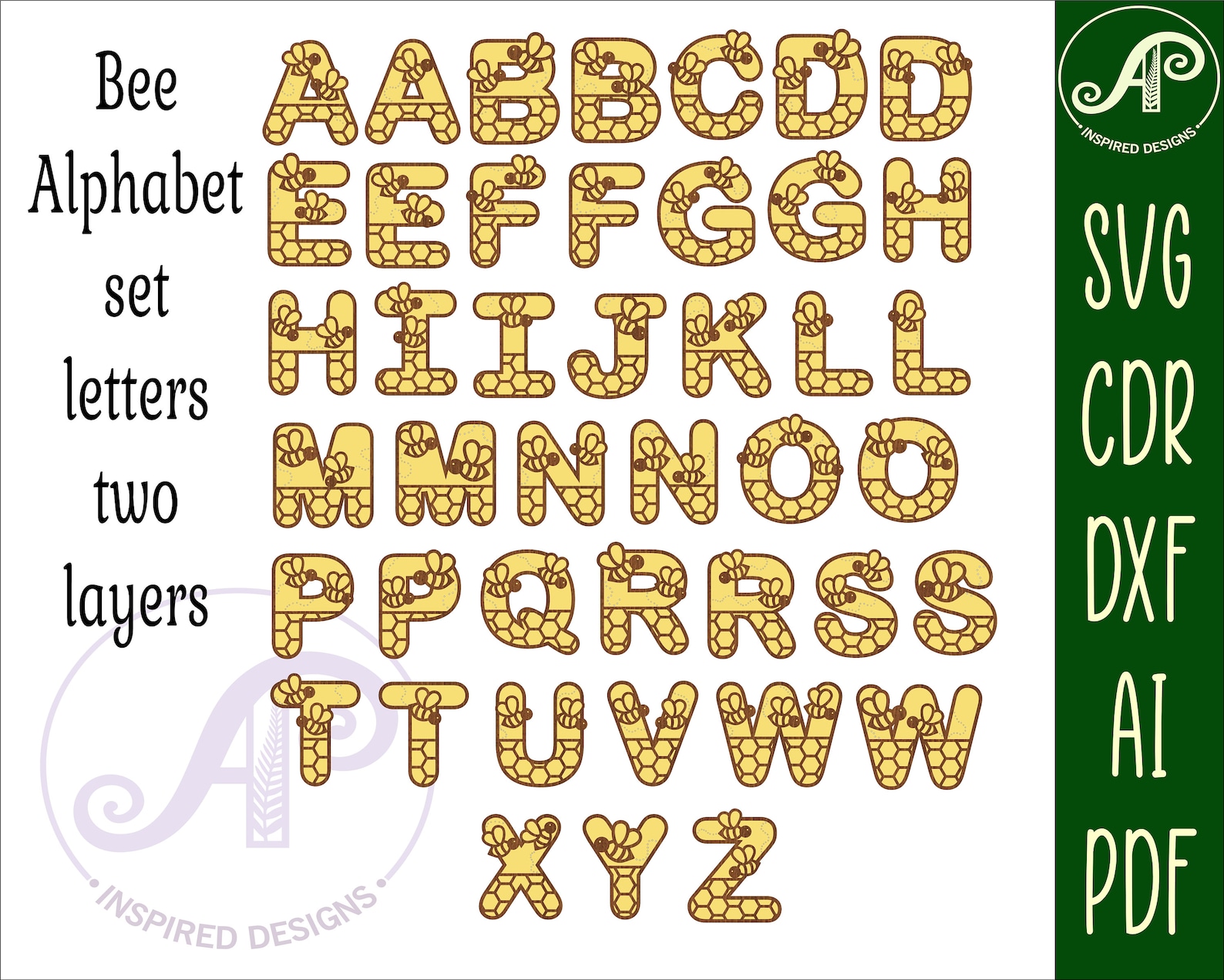 Bee Hive Alphabet SVG: Layered Letters, Laser Cut Files (digital ...