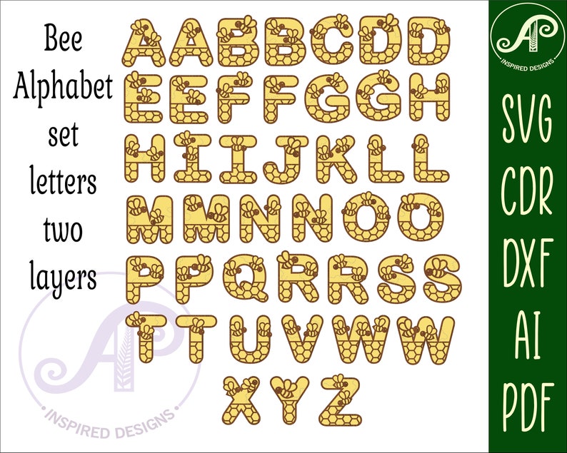 Bee Hive Alphabet SVG: Layered Letters, Laser Cut Files (digital ...