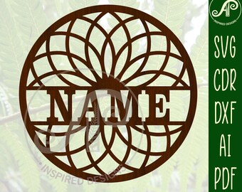Floral Bouquet Name Sign SVG Laser Cut Template Door or Wall - Etsy
