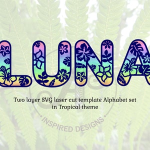Tropical Alphabet Set. 2 Layer X 47 Letters SVG File Vector File Ai ...