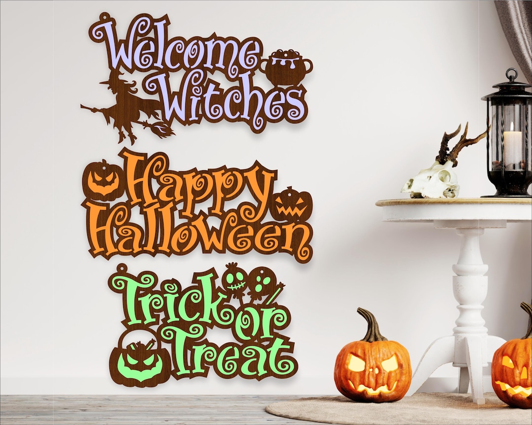 Halloween Wall Sign Bundle - Laser Cut Files SVG (digital Download) - Etsy