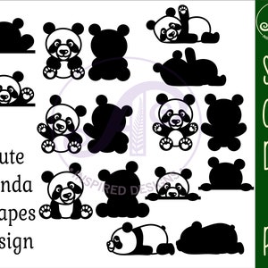 Panda Animal Laser Cut File Shapes. 8 Two Layer Vector Files SVG, Ai ...