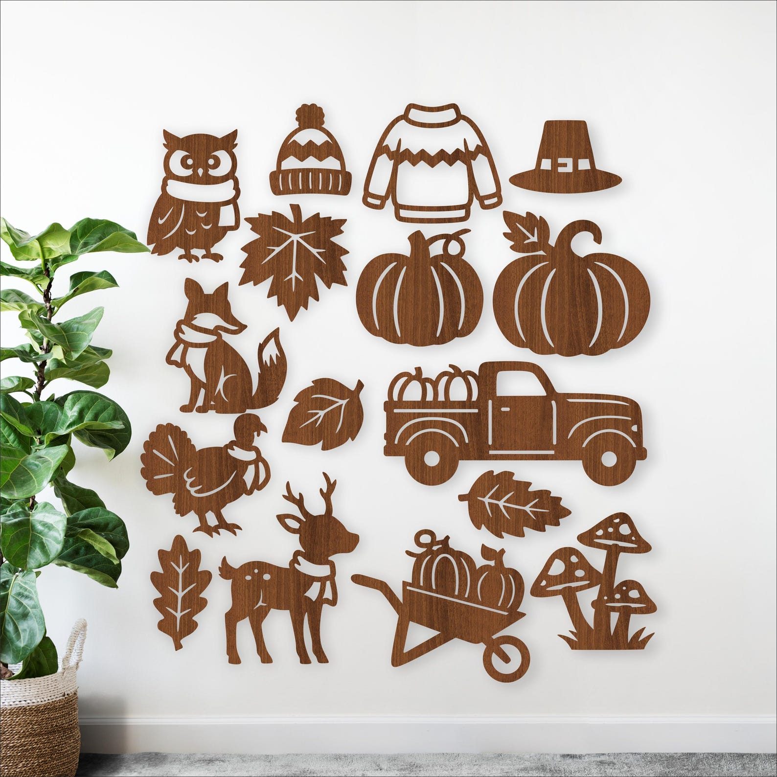 Fall, Thanksgiving Shape SVG Bundle: 16 Laser Cut Seasonal Pumpkin Cut ...