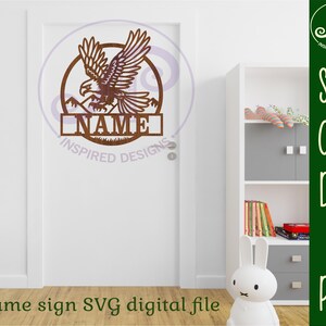 Eagle Name Sign SVG, Bird Wall Art Hanger, Laser Cut Template, Instant ...