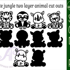 Jungle Animal Laser Cut File Shapes. 5 Two Layer Vector Files SVG, Ai ...