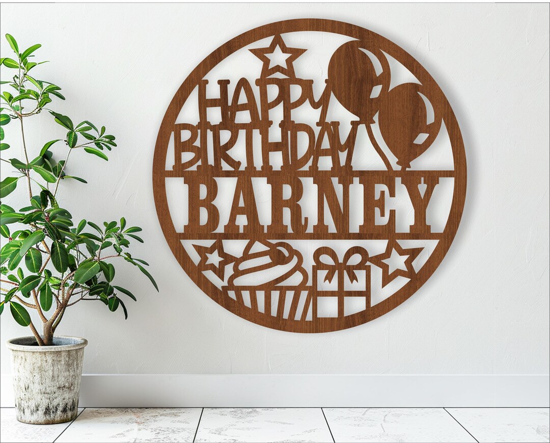Happy Birthday Name Sign, Digital Download Design, Laser Cut Template ...