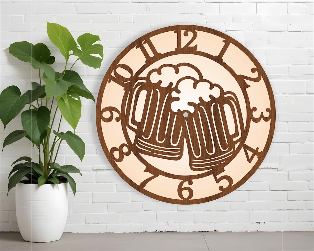 Beer Wall Clock Laser Cut Files, SVG File. Vector File Ai, Cdr, Dxf ...