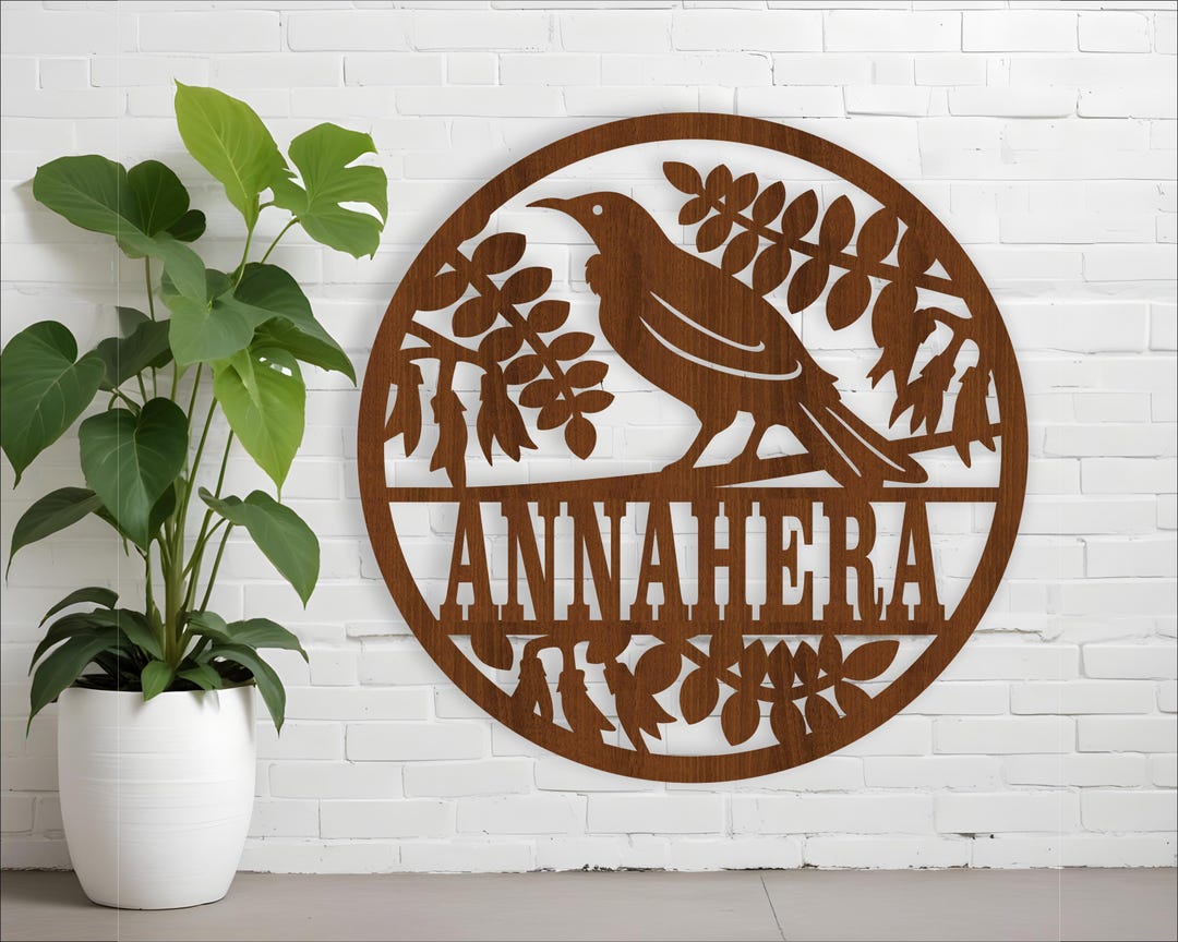 New Zealand Tui Bird Name Sign, SVG, Kiwiana Themed Door or Wall Hanger ...