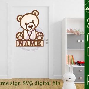 Bear Name Sign, SVG, Cute Forest Themed Door or Wall Hanger, Laser Cut ...