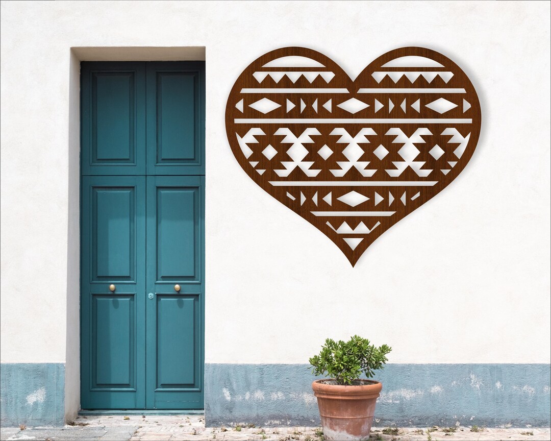 Aztec Heart Wall Art SVG Laser Cut File - Digital Download Forest ...