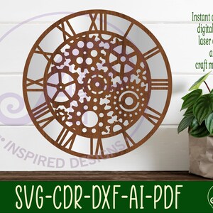 Gears Wall Clock Laser Cut Files, SVG File. Vector File Ai, Cdr, Dxf ...