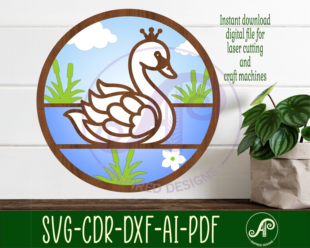 Swan Layered Wall Sign Design. Laser Cut File. Vector File SVG Ai, Cdr ...