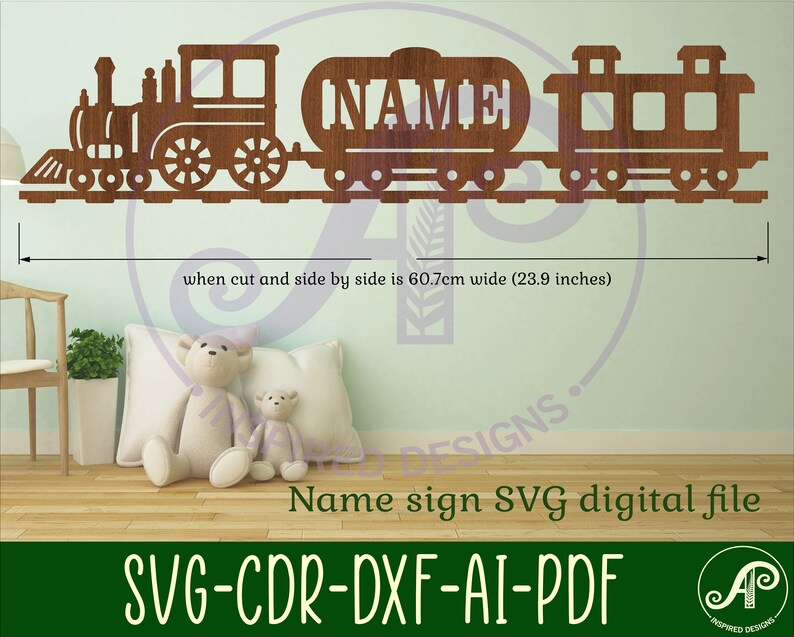 Train Name Sign SVG Laser Cut Template: Nursery Decor (digital Download ...