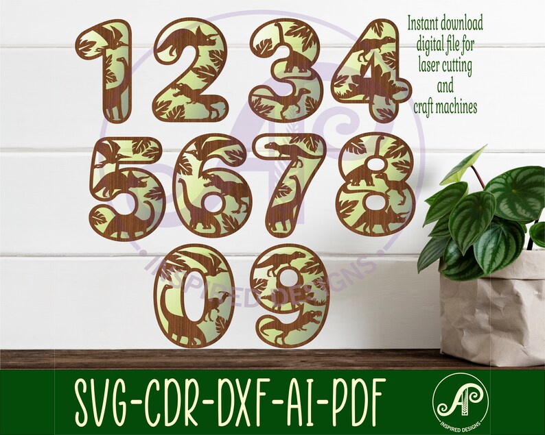 Dinosaur Numbers SVG: Cake Topper & Wall Decor (digital Download ...