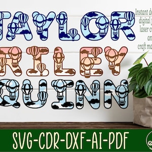 Hot Air Balloon Alphabet Set. 2 Layer Letters. 49 Letter Options SVG ...