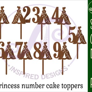 Princess Number Cake Topper Bundle, SVG Laser Cut, Instant Download Pdf ...