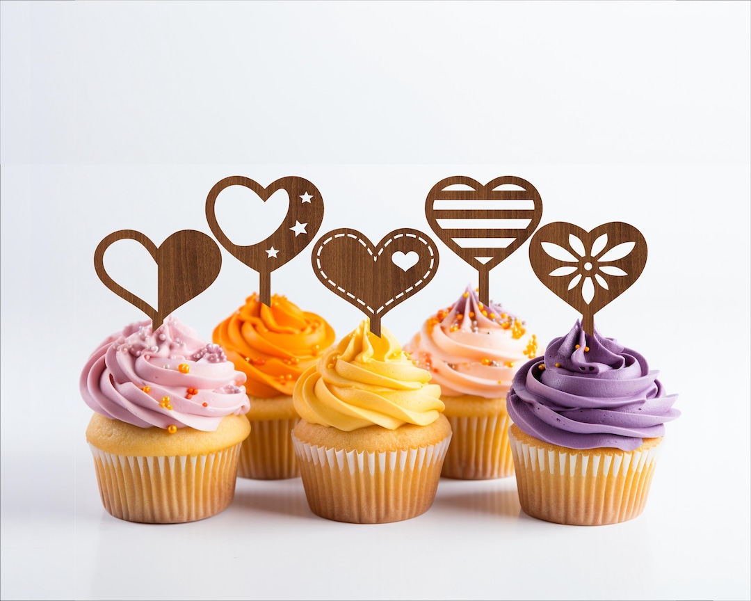 Heart Toppers, 12 Designs SVG Laser Cut, Instant Download Pdf, Dxf, Ai ...