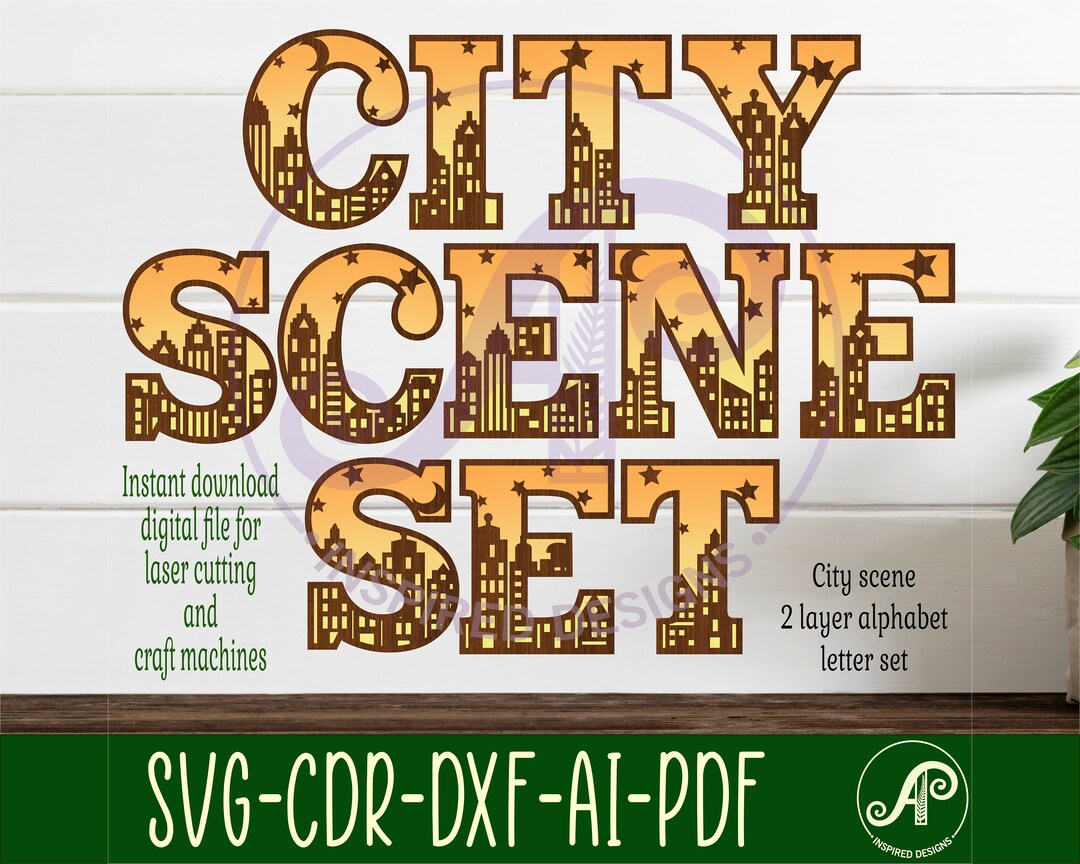 City Scene Alphabet Set. 2 Layer Letters. 51 Letter Options SVG File ...