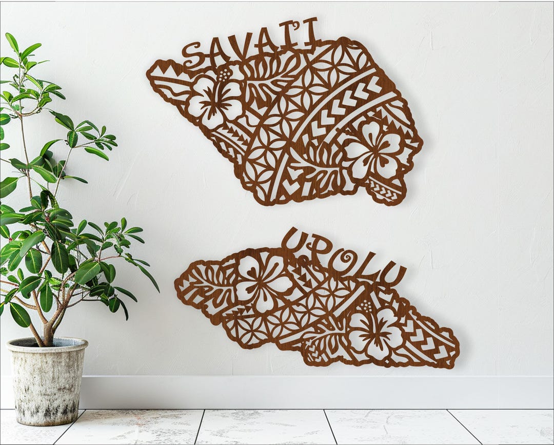 Samoa Design SVG Laser Cut File, Wall Decor. Islands Savati, Upolu, Map ...