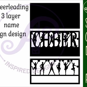 Cheerleading Scene 3 Layer Name Sign SVG, Dancing Sport Themed Wall Art ...