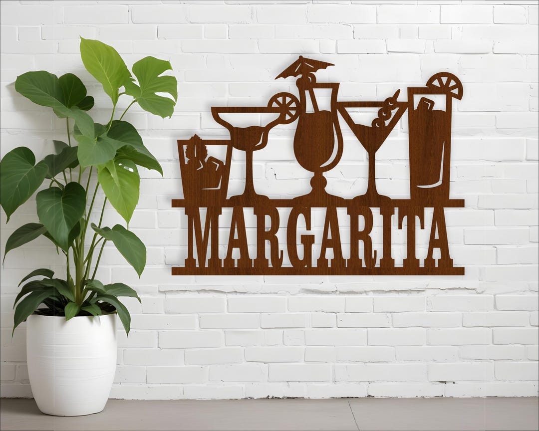 Cocktails Name Sign SVG Laser Cut Template, Door or Wall Hanger, Svg ...