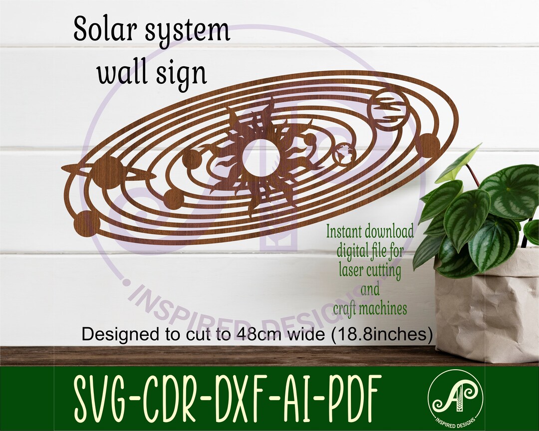 Solar System Wall Sign Design SVG Laser Cut File, Wall Decor, Vector ...