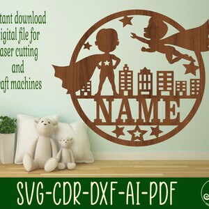 Hero Boy Name Sign, SVG, Hero Themed Door or Wall Hanger, Laser Cut ...