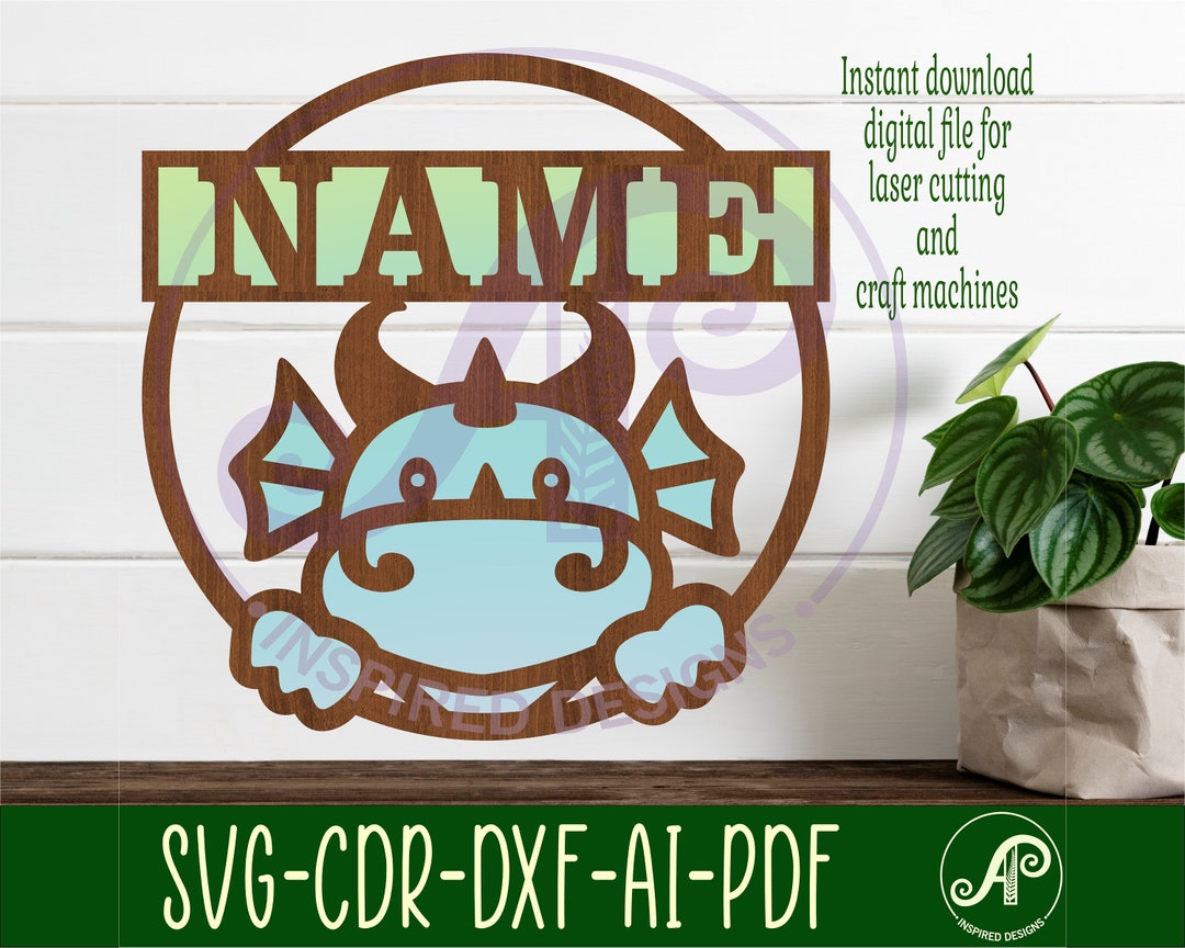 Dragon Name Sign, SVG, Nursery Themed Door or Wall Hanger, Laser Cut ...