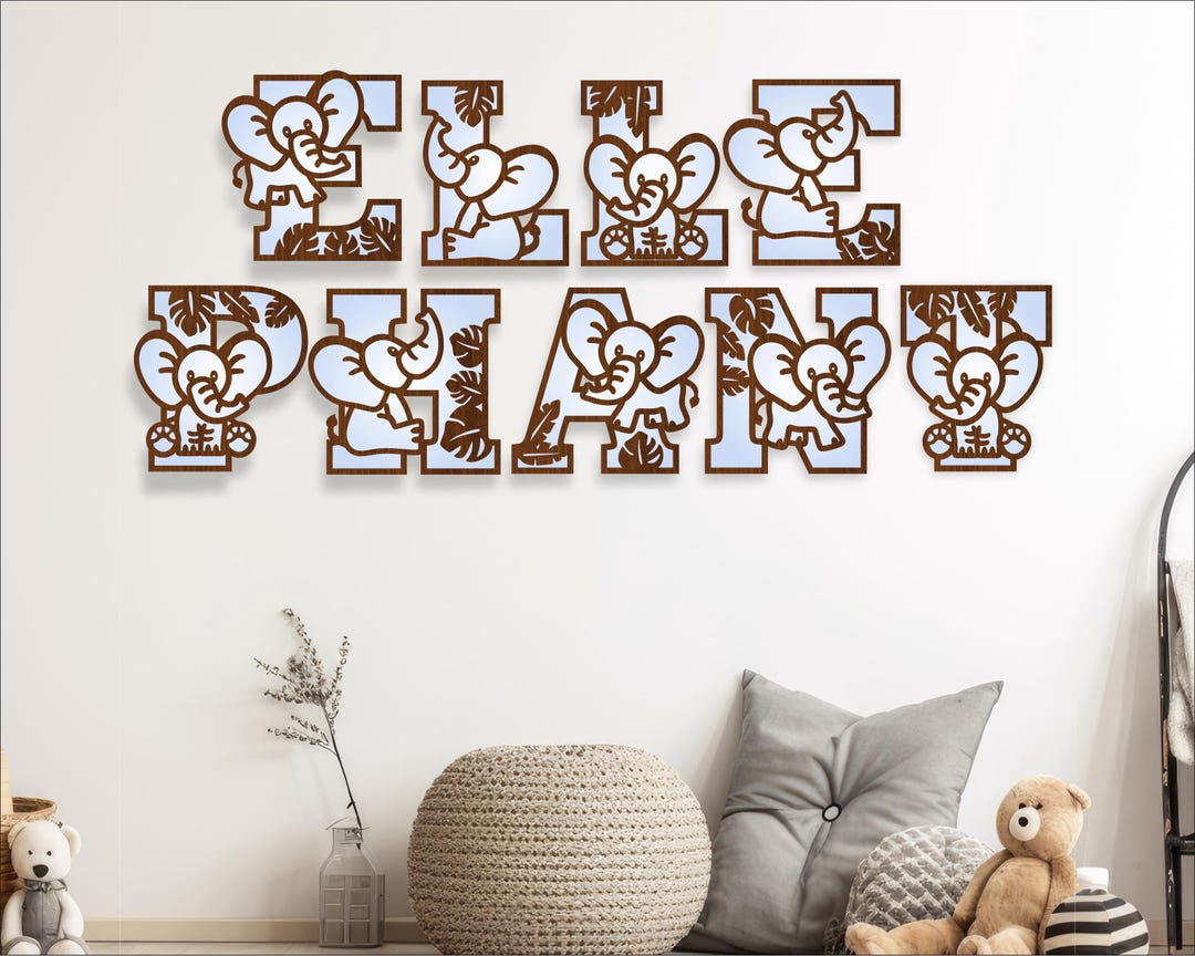 Elephant Alphabet Letter Set: Layered SVG Vector Files (digital ...