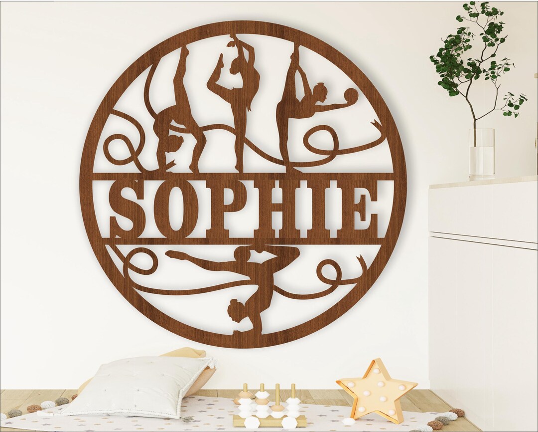 Gymnastics Name Sign, SVG, Sports Themed Door or Wall Hanger, Laser Cut ...
