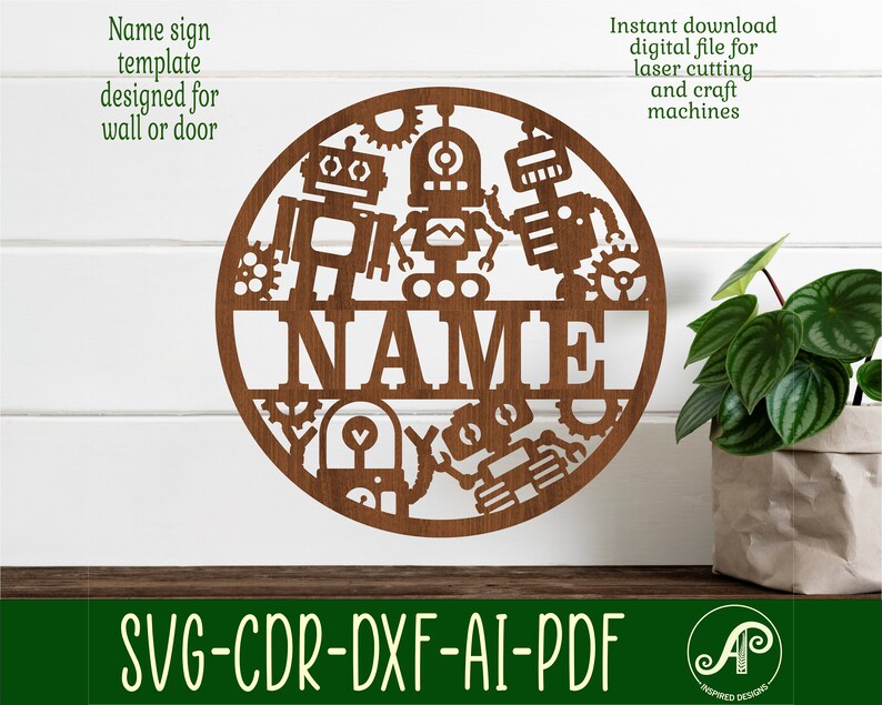 Robot Name Sign: Laser Cut Robotics Wall Hanger (digital Download) - Etsy